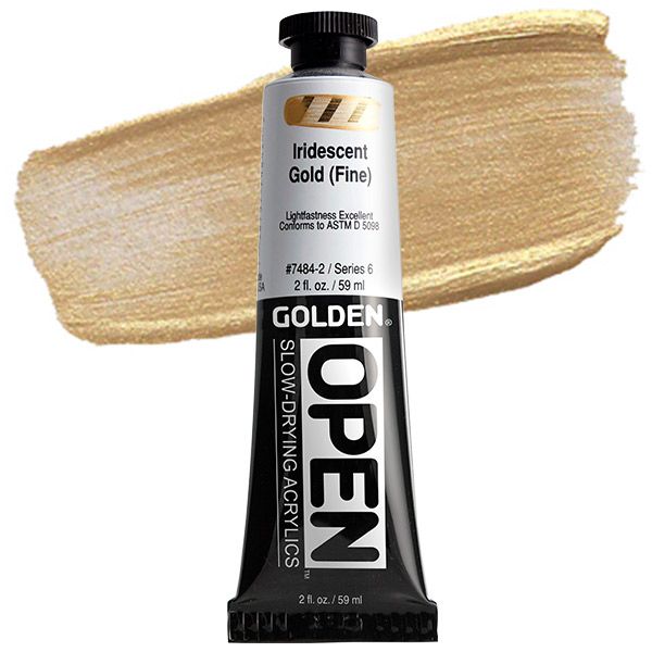 GOLDEN Open Acrylic Paints Iridescent Gold (Fine) 2 oz | Jerry's Artarama