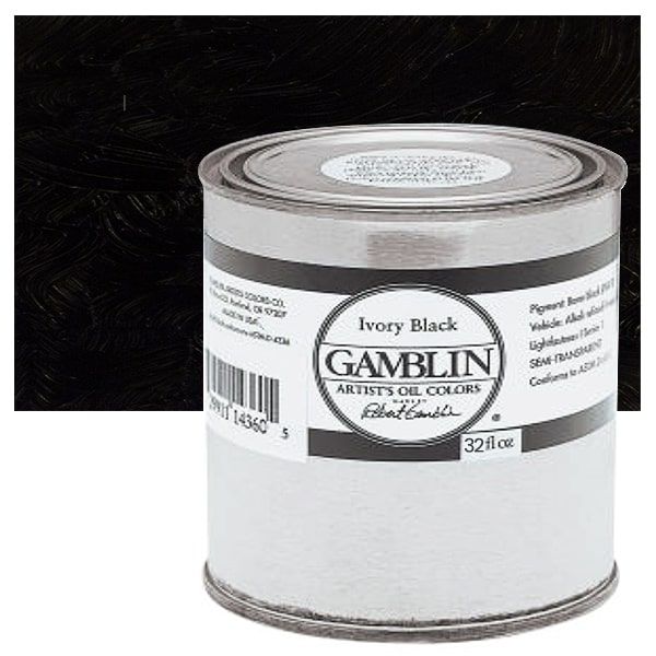 Gamblin Artists Oil - Ivory Black, 32oz Can | Jerry's Artarama