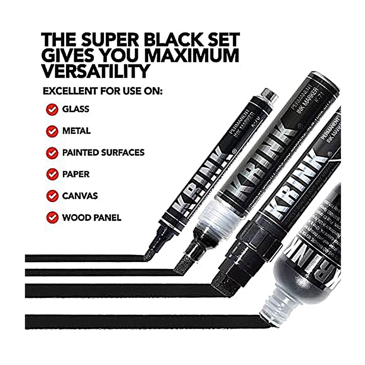 Krink Permanent Alcohol Ink Marker Box Set of 4 Super Black | Jerry's ...