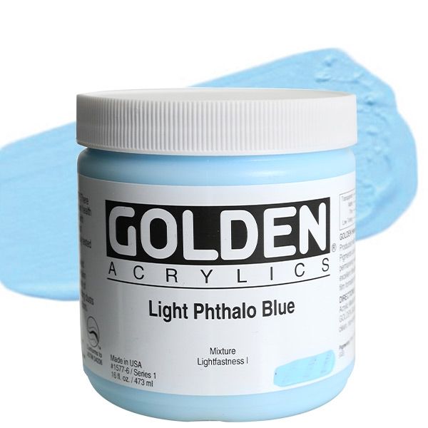 GOLDEN Heavy Body Acrylics - Light Phthalo Blue, 16oz Jar | Jerry's ...
