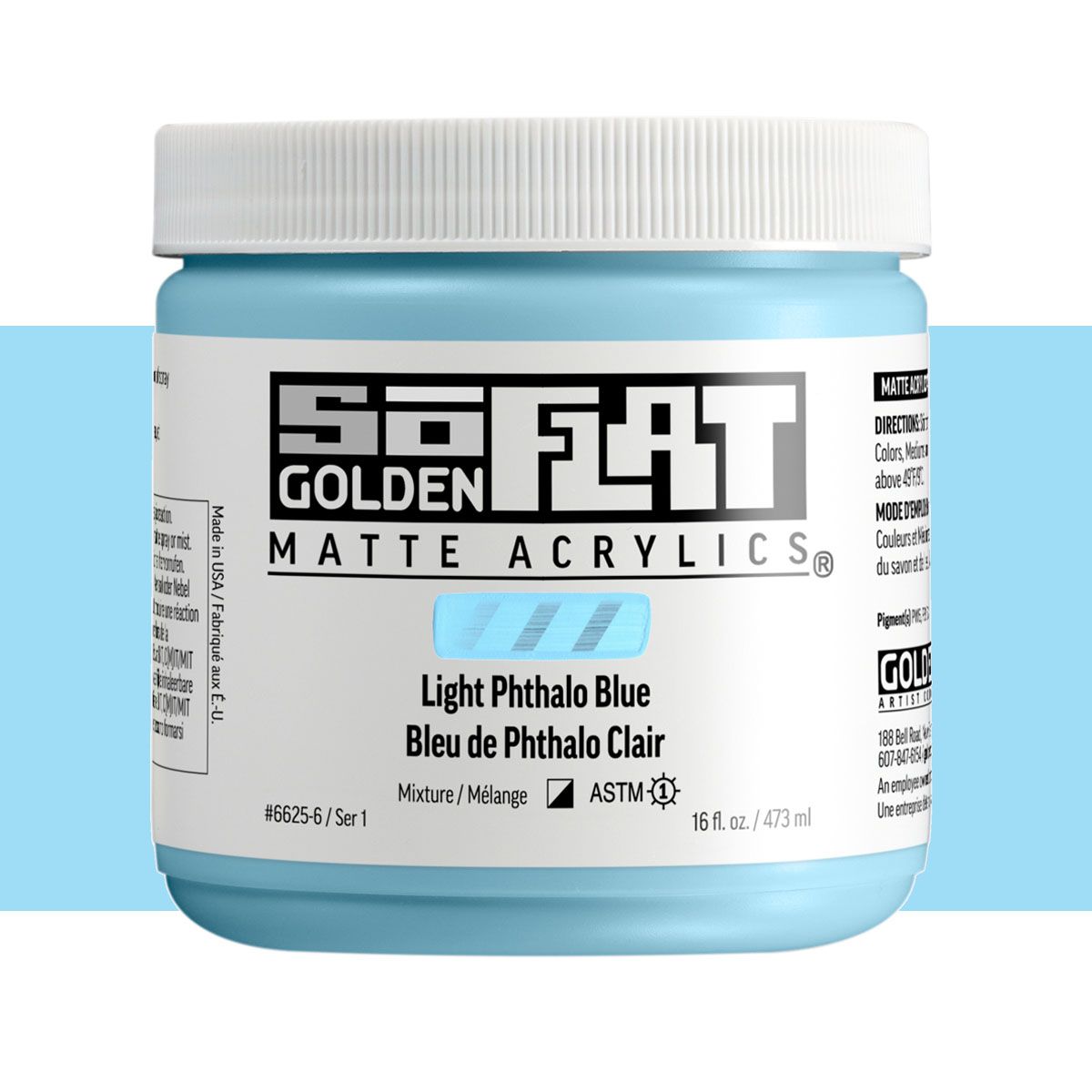 GOLDEN SoFlat Matte Acrylic - Light Phthalo Blue, 16oz Jar | Jerry's ...