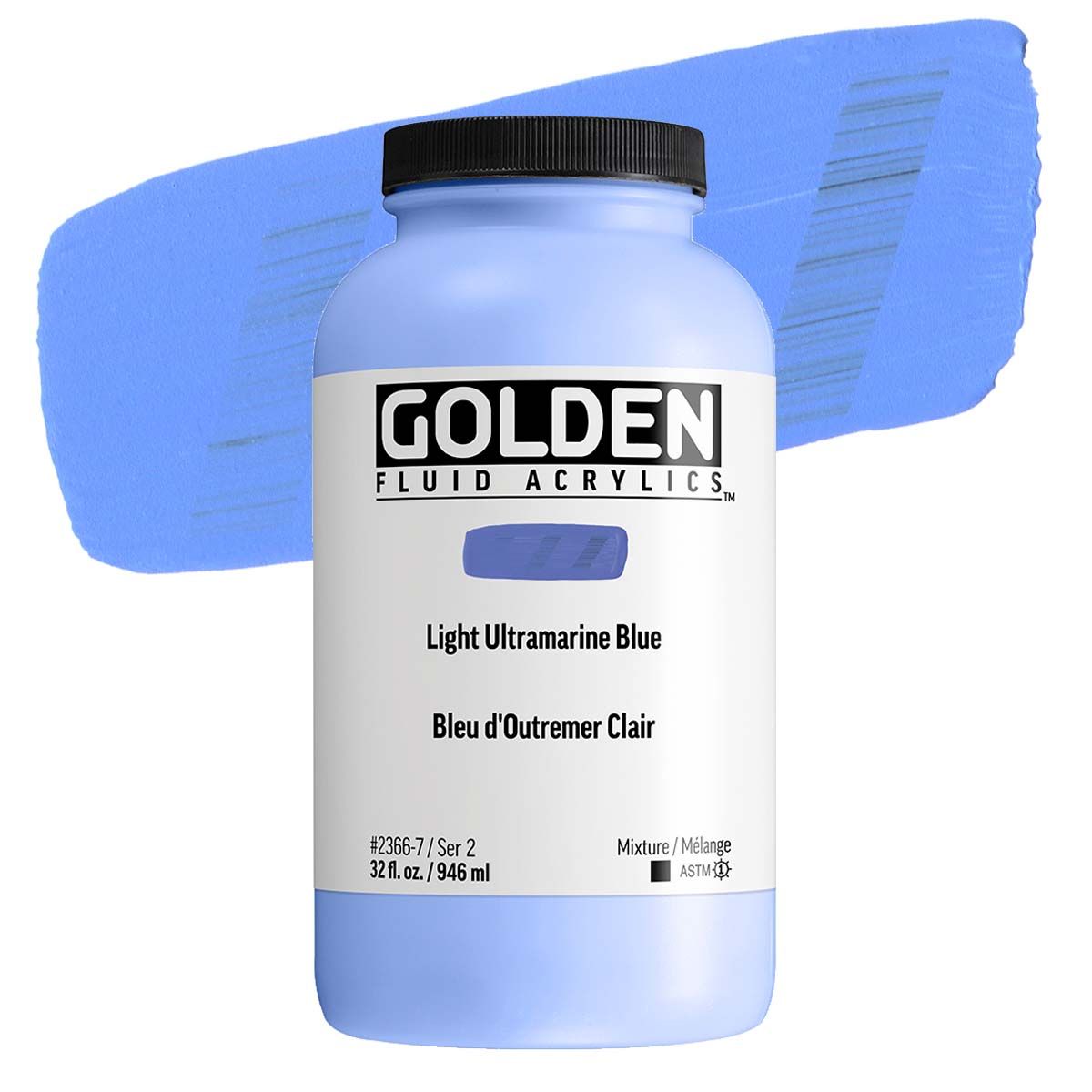 Golden Fluid Acrylic - Light Ultramarine Blue, 32oz Jar | Jerry's Artarama