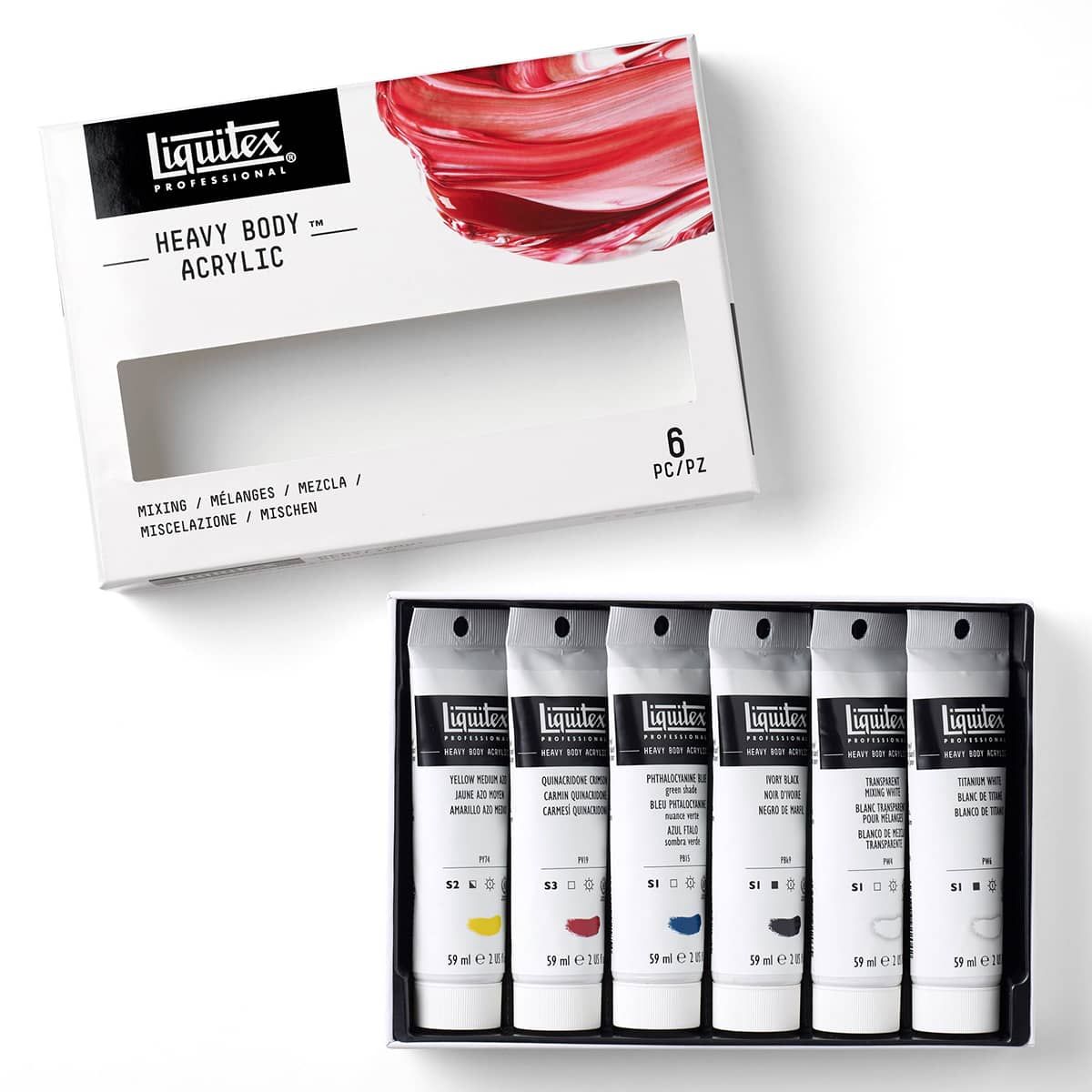 Liquitex Heavy Body Acrylics Primary Mixing Color Set of 6, 2oz. Tubes ...