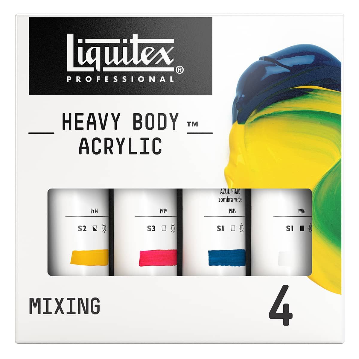 Liquitex Heavy Body AcrylIc Paint Primary Mixing Set of 4, 2oz Tubes ...