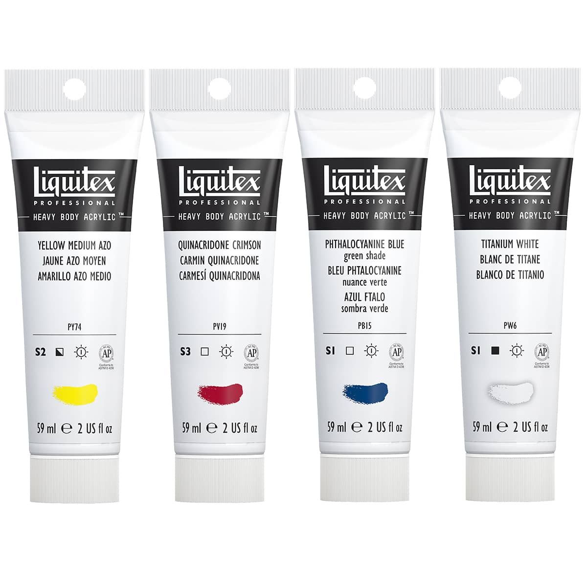 Liquitex Heavy Body AcrylIc Paint Primary Mixing Set of 4, 2oz Tubes ...