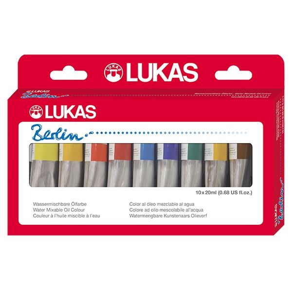 LUKAS Berlin Water-Mixable Oils Selection Set of 10, 20ml Tubes | Jerry ...