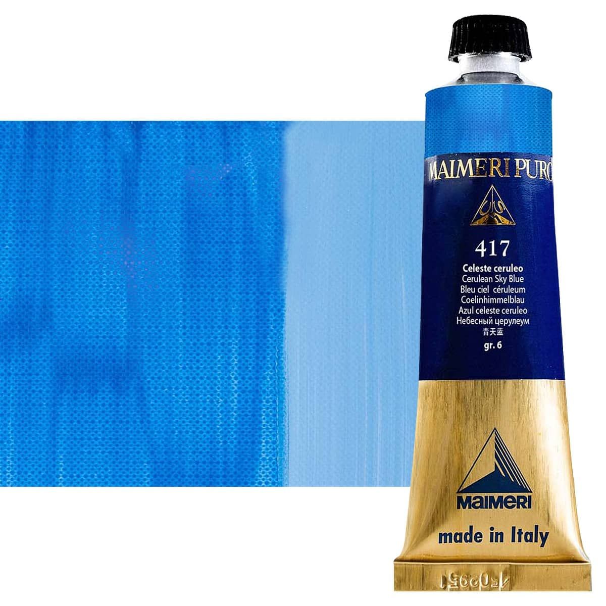 Cerulean Sky Blue 40ml Maimeri Puro Oil Color | Jerry's Artarama
