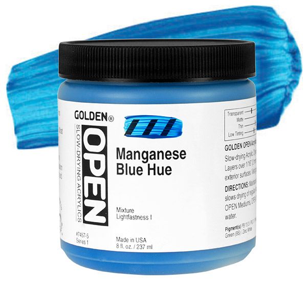 GOLDEN Open Acrylic Paints Manganese Blue Hue 8 oz | Jerry's Artarama