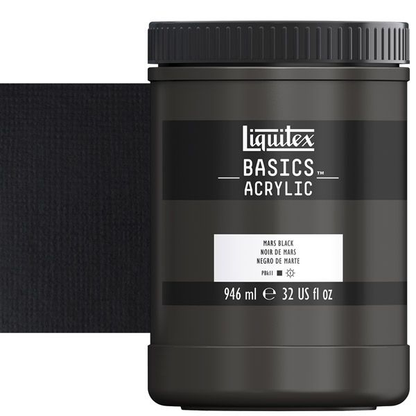 Liquitex Basics Acrylic Paint - Mars Black, 32oz Jar | Jerry's Artarama