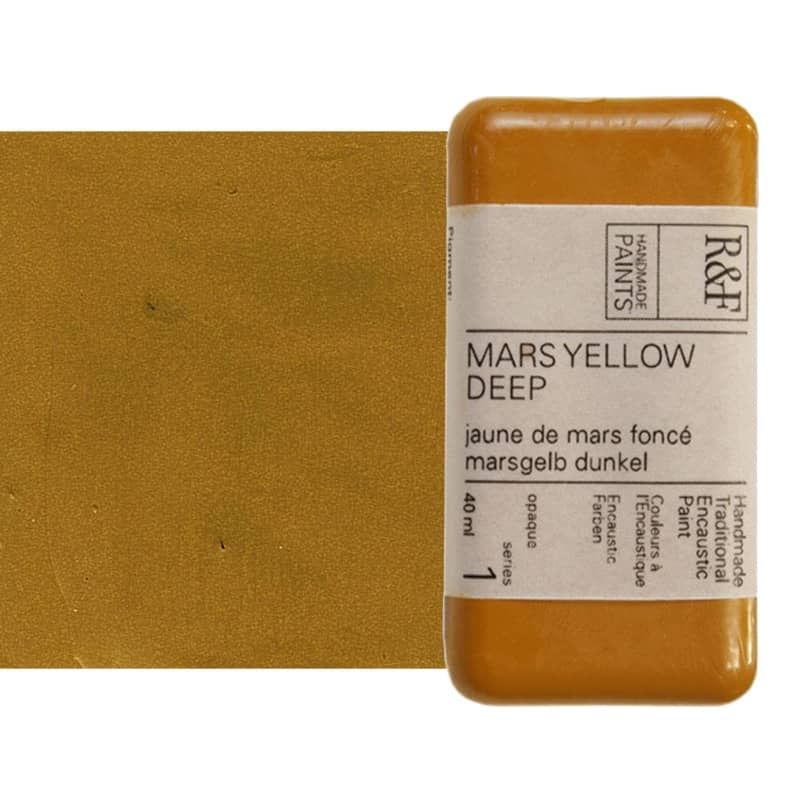 R&F Encaustic Handmade Paint 40 ml Block - Mars Yellow Deep | Jerry's Artarama