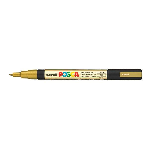 POSCA Acrylic Paint Marker - Metallic Gold, Fine Tip (0.9-1.3 mm ...