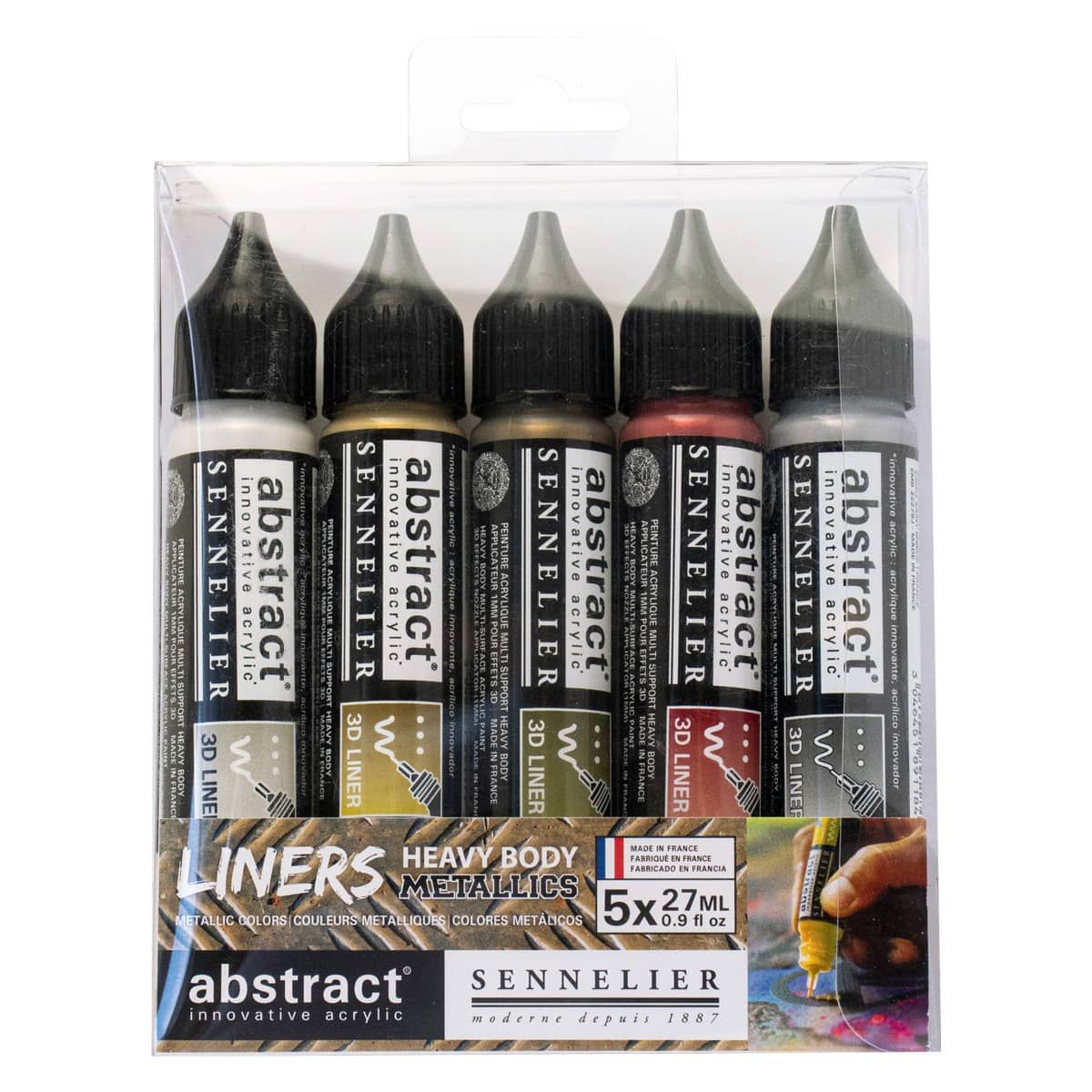 Sennelier Abstract Acrylic 3D Liner Metallic Colors Set of 5, 27ml ...
