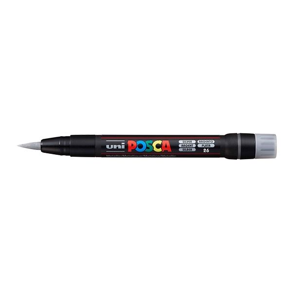 Posca Paint Marker, Metallic Silver, Brush Tip Marker | Jerry's Artarama