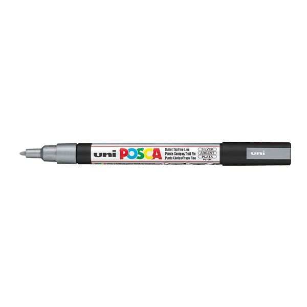 Posca Paint Marker, Metallic Silver, Fine Tip Marker | Jerry's Artarama
