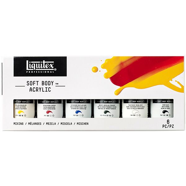 Liquitex Professional Soft Body Acrylic, Mixing Set of 6, 2oz/59ml ...