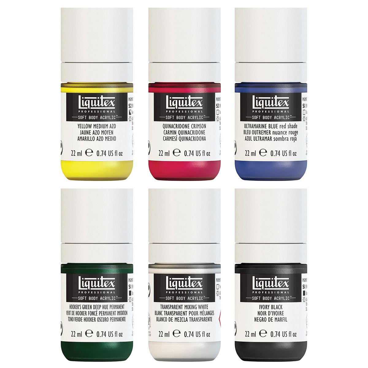 Liquitex Professional Soft Body Acrylic, Mixing Set of 6, 2oz/59ml ...