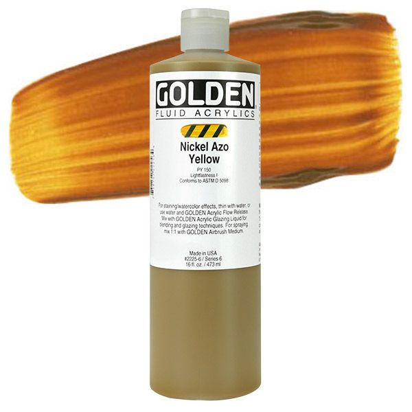 GOLDEN Fluid Acrylics Nickel Azo Yellow 16 oz | Jerry's Artarama