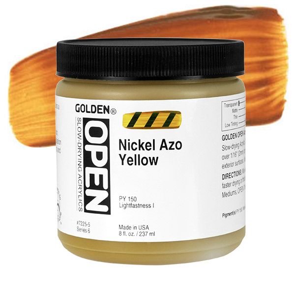 GOLDEN Open Acrylic Paints Nickel Azo Yellow 8 oz | Jerry's Artarama