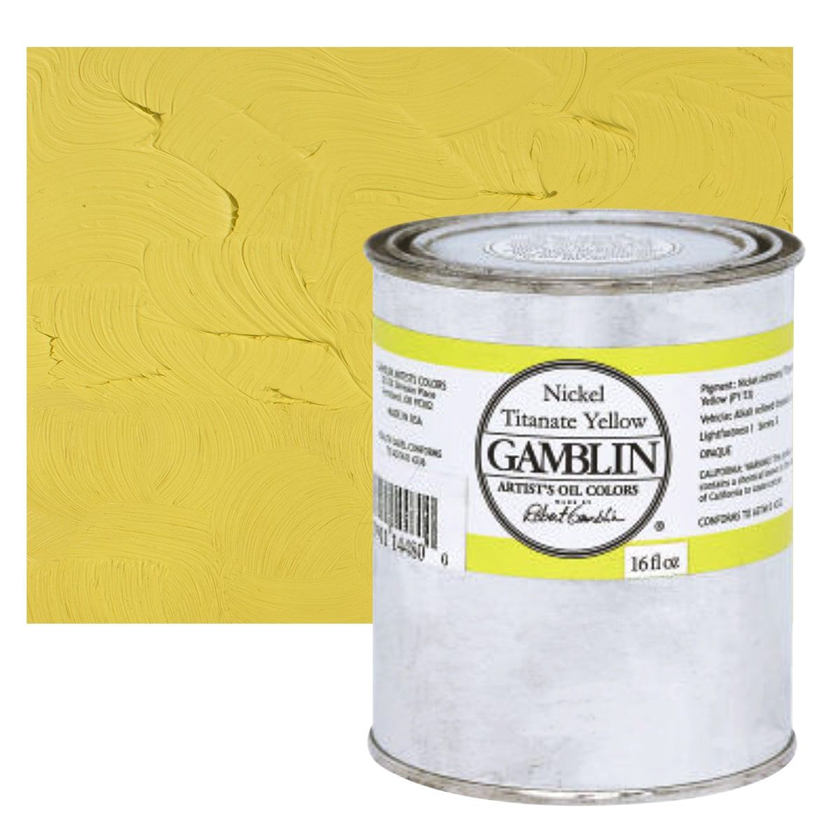 Gamblin Artists Oil - Nickel Titanate Yellow, 16oz Can | Jerry's Artarama