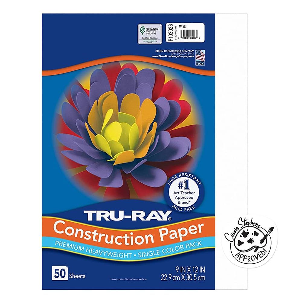 Pacon Tru-Ray Heavyweight Construction Paper, White, 9" x 12", 50 ...