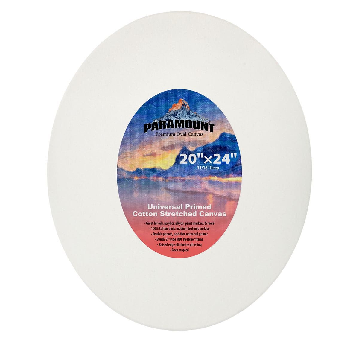 Paramount Primed Cotton Canvas, Oval 20" x 24" | Jerry's Artarama