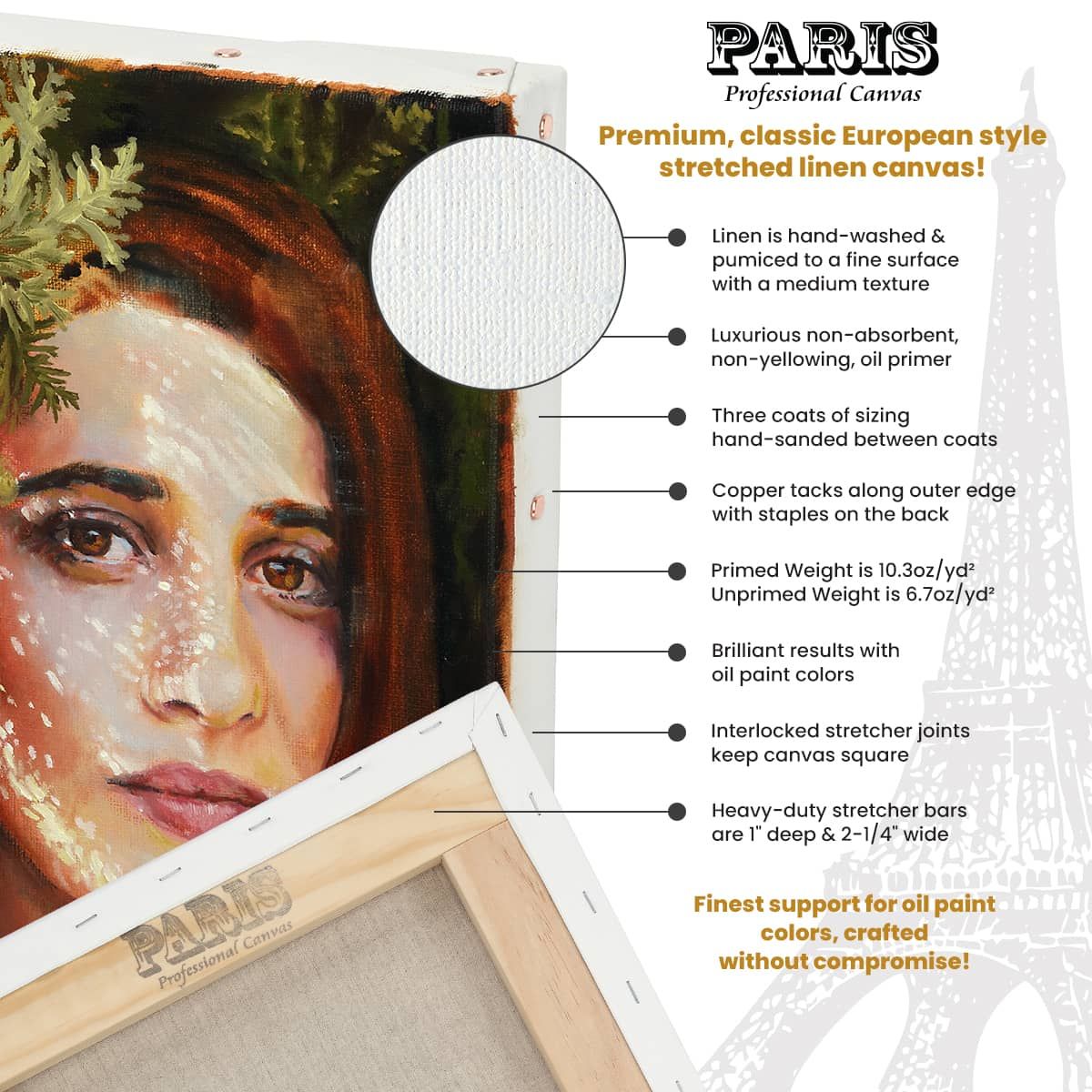 Paris Oil Primed Premium Linen Stretched Canvas | Jerry's Artarama