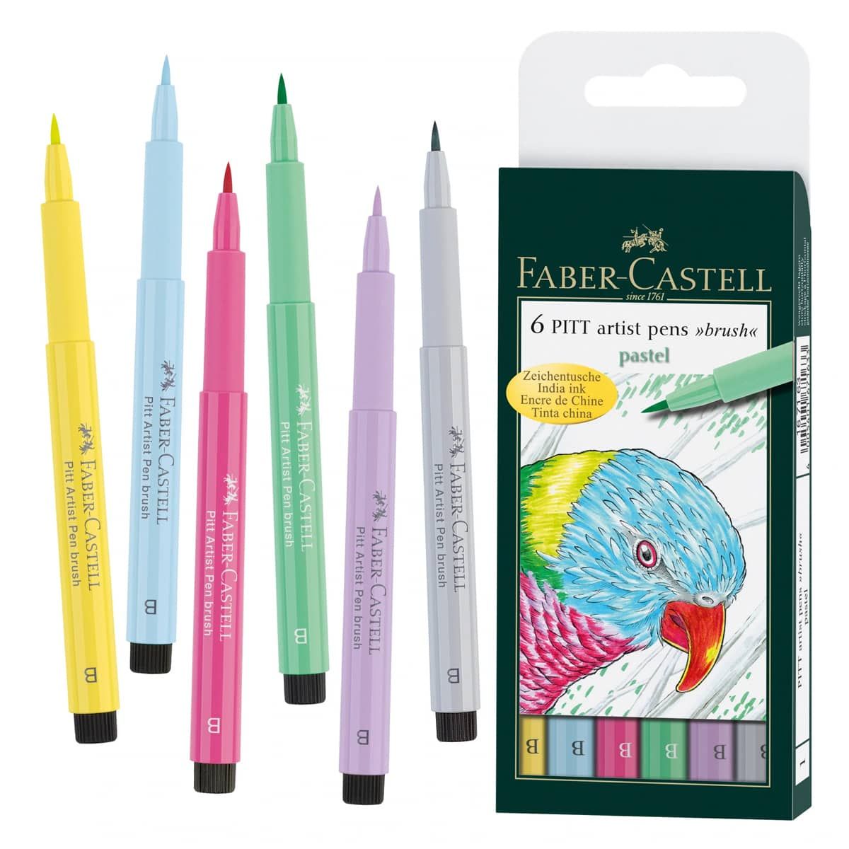 Faber-Castell Pitt Brush Wallet Pens Pastel Colors (Set of 6) | Jerry's ...