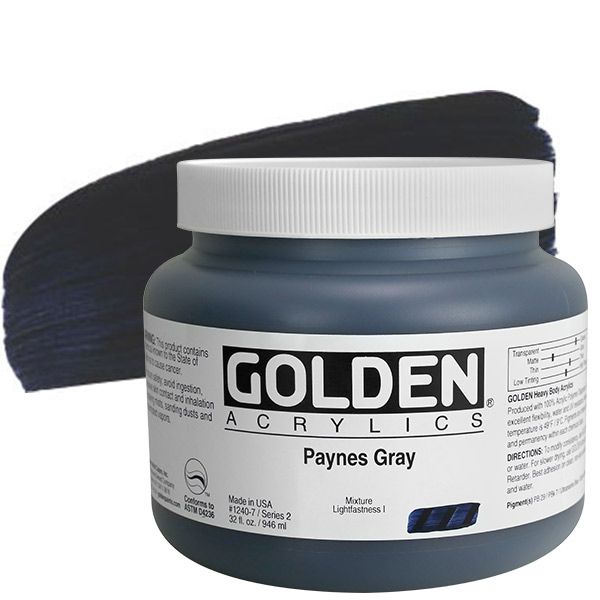 GOLDEN Heavy Body Acrylics - Payne's Grey, 32oz Jar | Jerry's Artarama
