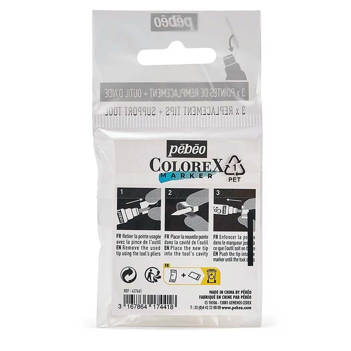 Pebeo Colorex Watercolor Marker Replacement Tips (Pack of 3) + Support ...