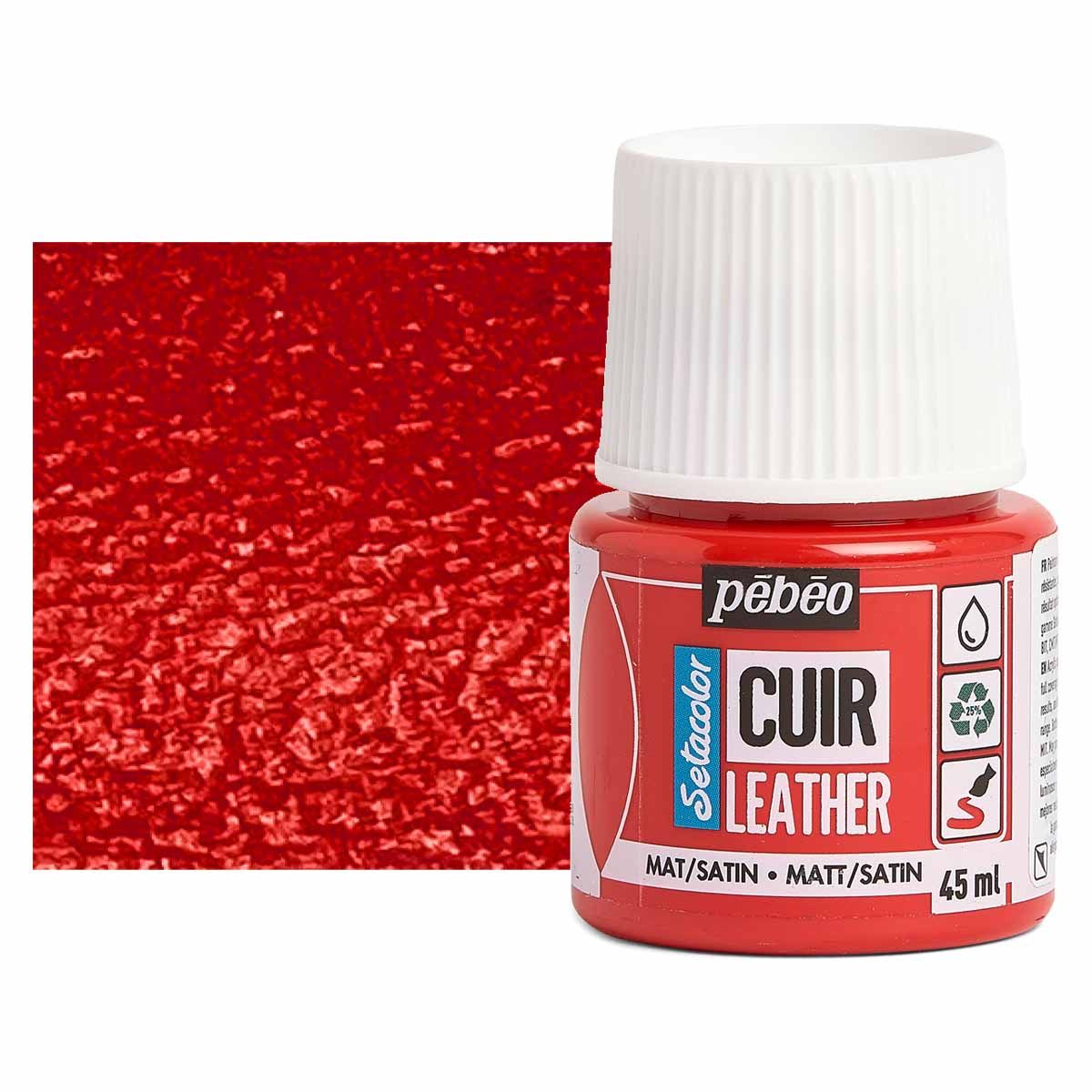 Pebeo Setacolor Leather Paints - Intense Red, 45ml | Jerry's Artarama