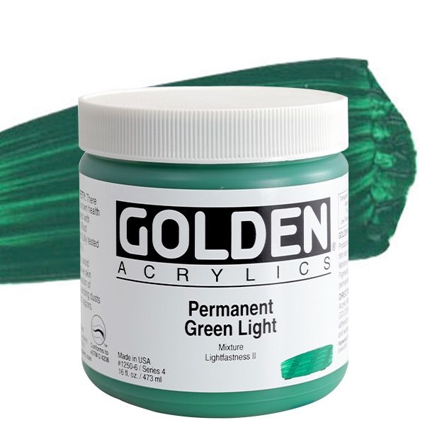GOLDEN Heavy Body Acrylics - Permanent Green Light, 16oz Jar | Jerry's ...