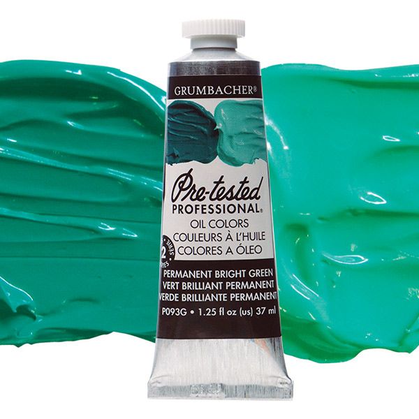 Grumbacher Pre-Tested Oil Paint 37 ml Tube - Permanent Bright Green ...