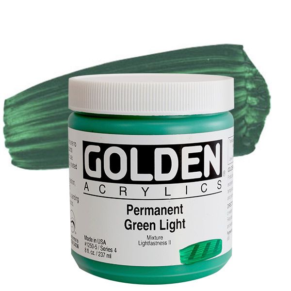 GOLDEN Heavy Body Acrylics - Permanent Green Light, 8oz Jar | Jerry's ...