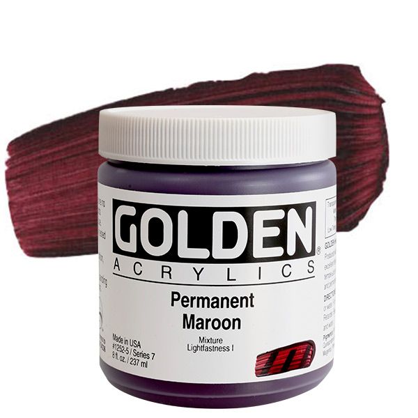 GOLDEN Heavy Body Acrylics - Permanent Maroon, 8oz Jar | Jerry's Artarama
