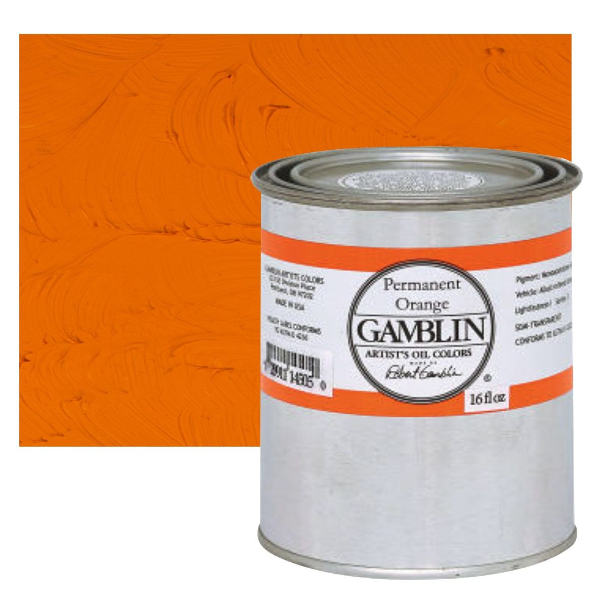 Gamblin Artists Oil - Permanent Orange, 16oz Can | Jerry's Artarama