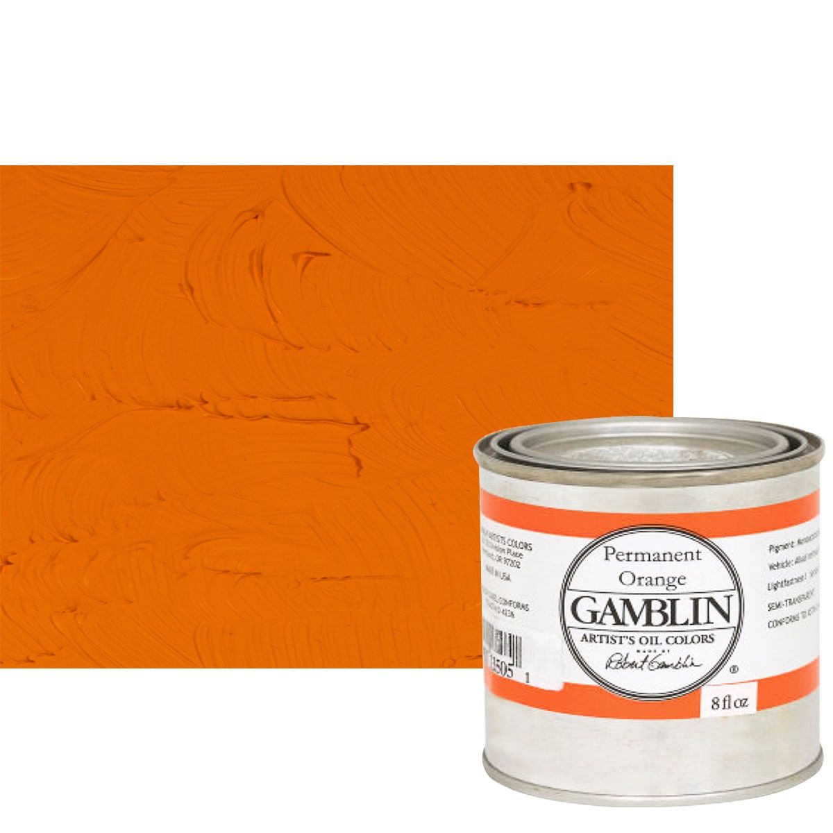 Gamblin Artists Oil - Permanent Orange, 8oz Can | Jerry's Artarama