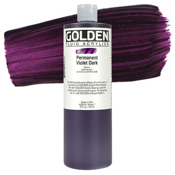 GOLDEN Fluid Acrylics Permanent Violet Dark 16 oz | Jerry's Artarama
