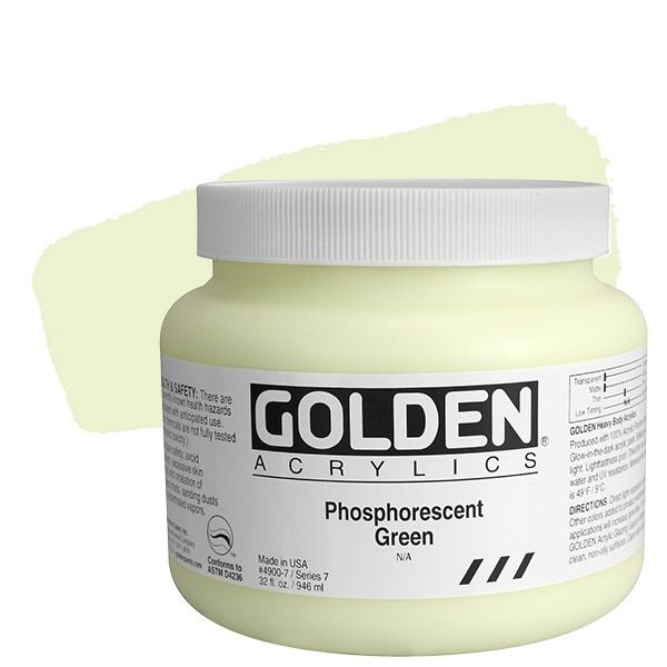 GOLDEN Heavy Body Acrylics - Phosphorescent Green, 32oz Jar | Jerry's ...