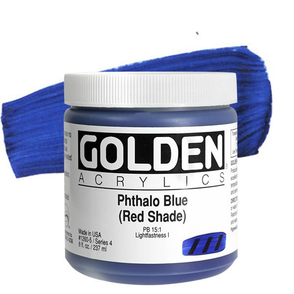 GOLDEN Heavy Body Acrylics - Phthalo Blue (Red Shade), 8oz Jar | Jerry ...