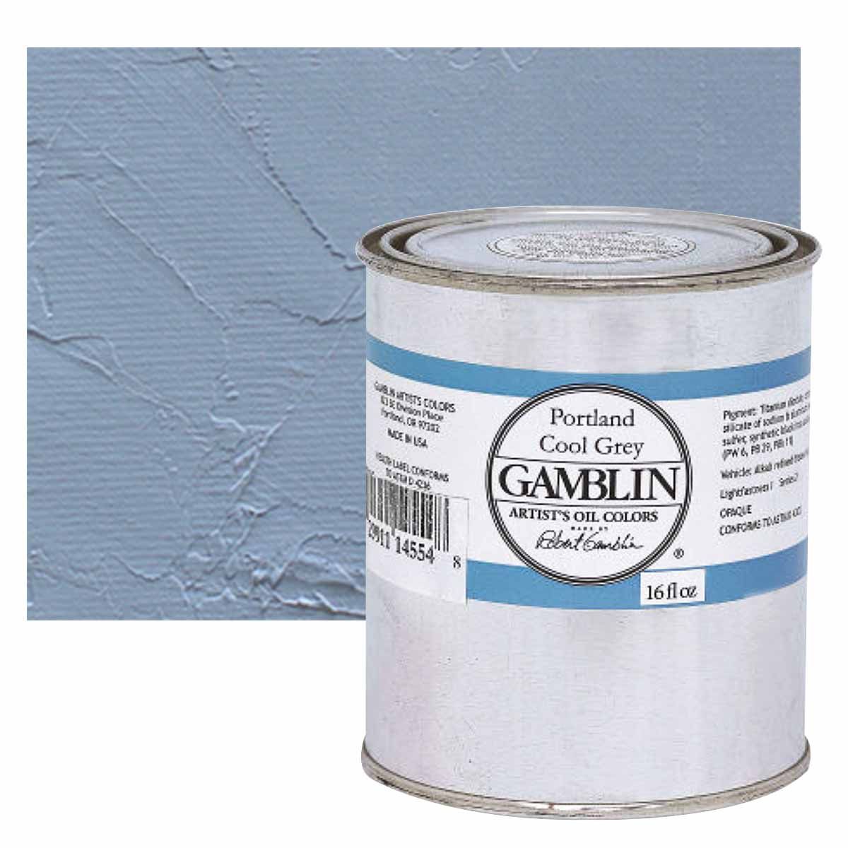 Gamblin Artists Oil - Portland Cool Grey, 16oz Can | Jerry's Artarama