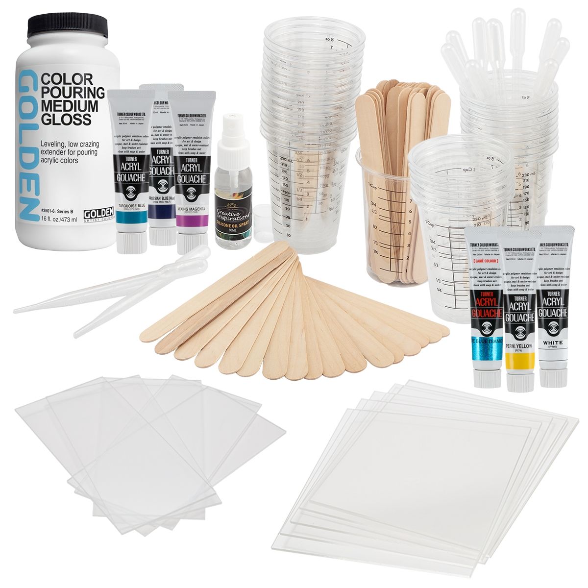 Turner Acryl Gouache w/ Golden Medium Acrylic Tile Pouring Set | Jerry ...
