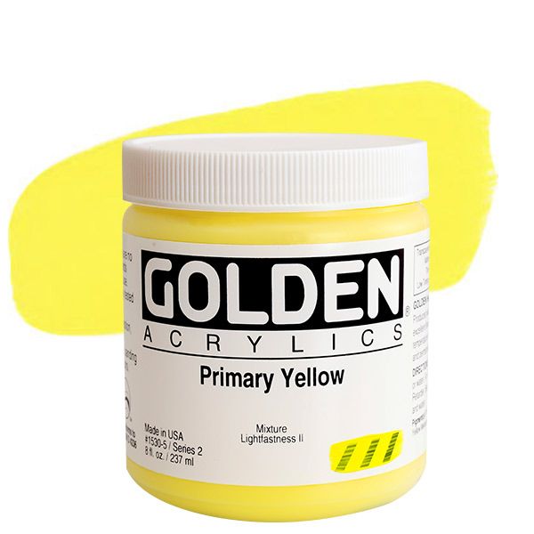 GOLDEN Heavy Body Acrylics - Primary Yellow, 8oz Jar | Jerry's Artarama