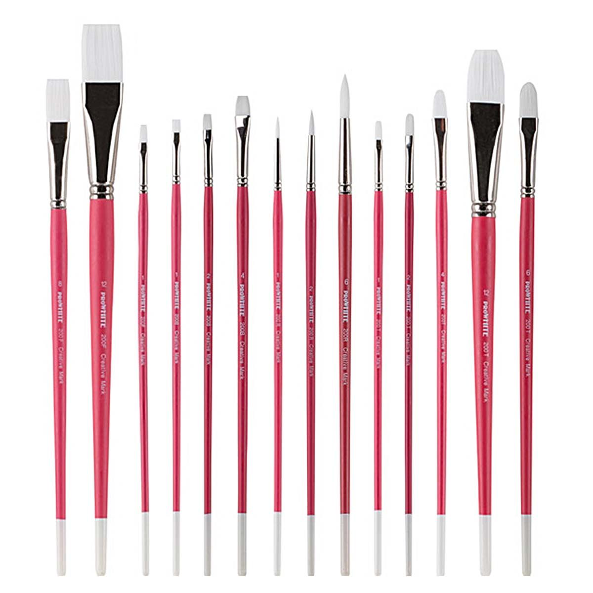 Pro White Long Handle Premium Artist Brushes Value Set of 14 | Jerry's ...