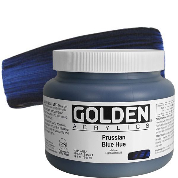 GOLDEN Heavy Body Acrylics - Prussian Blue Hue, 32oz Jar | Jerry's Artarama