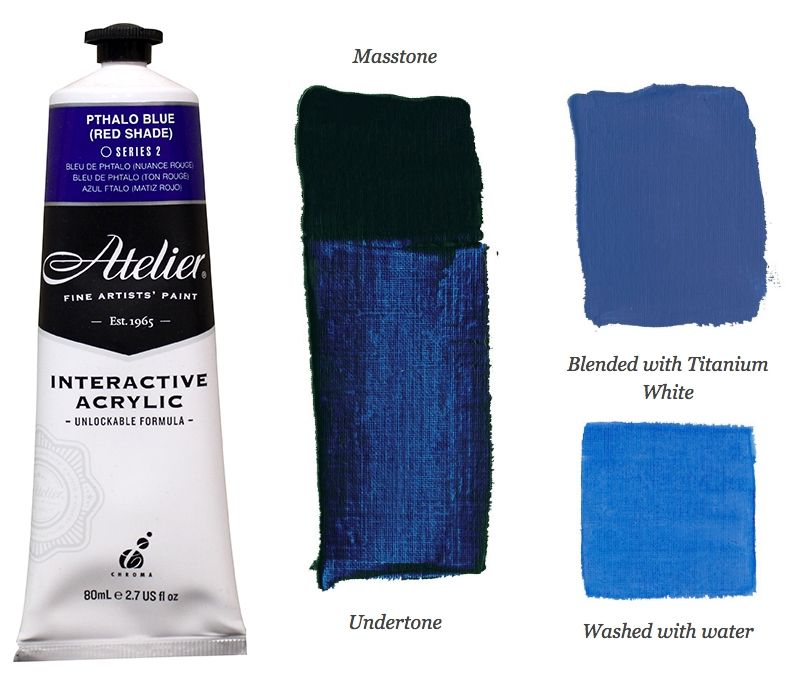 Chroma Atelier Interactive Artists Acrylic Pthalo Blue (Red Shade) 80 ...