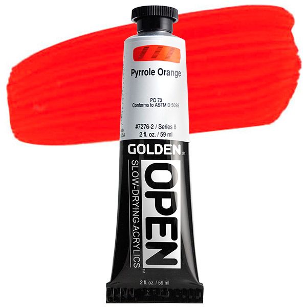 GOLDEN Open Acrylic Paints Pyrrole Orange 2 oz | Jerry's Artarama