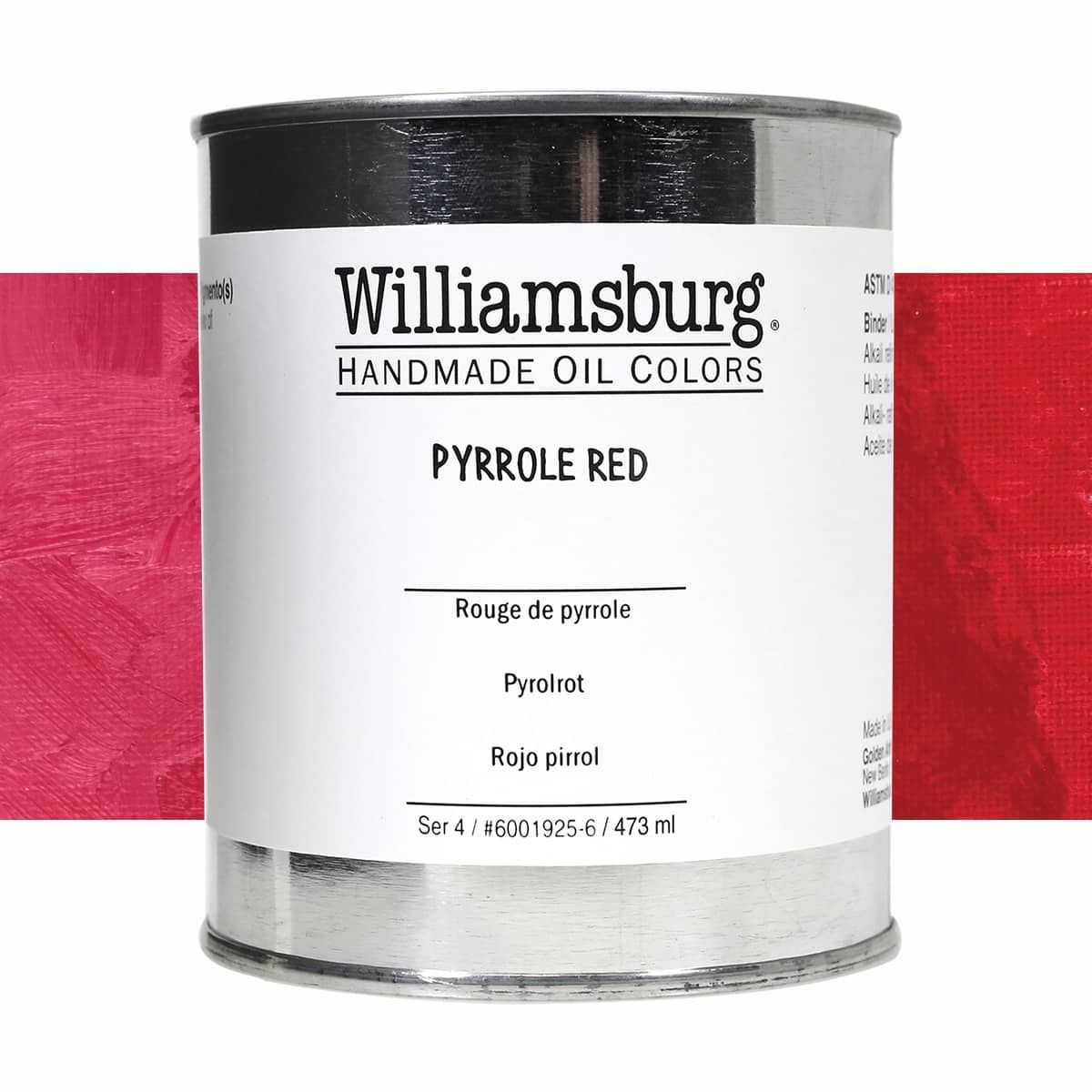 Williamsburg Handmade Oil Paint - Pyrrole Red, 473ml Can | Jerry's Artarama