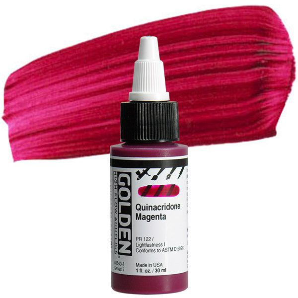 Quinacridone Magenta, 1oz, GOLDEN High Flow Acrylic | Jerry's Artarama