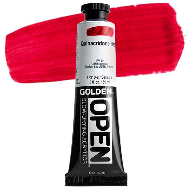 GOLDEN Open Acrylic Paints Quinacridone Red 2 oz | Jerry's Artarama