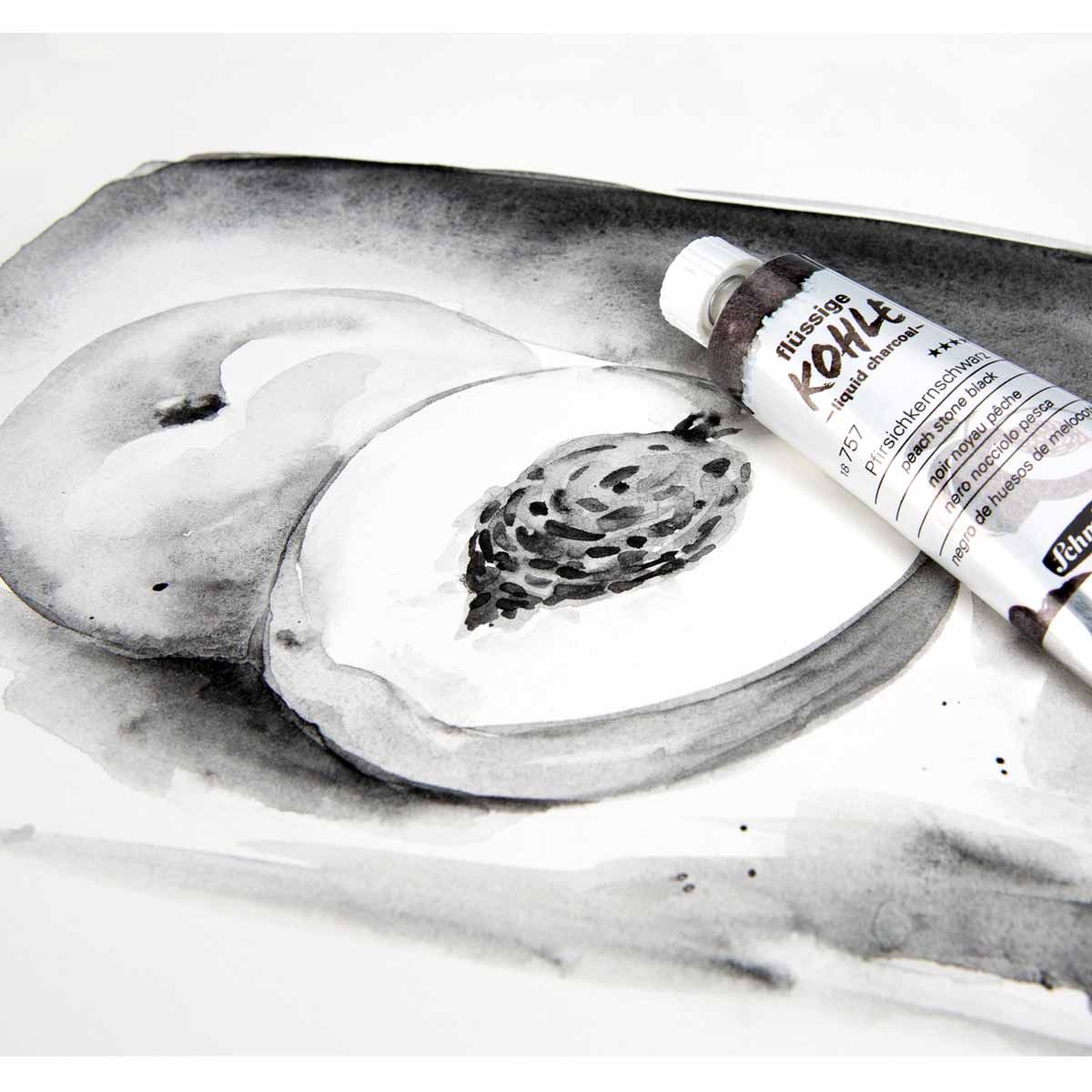 Schmincke Liquid Charcoal 15ml Peach Stone Black | Jerry's Artarama